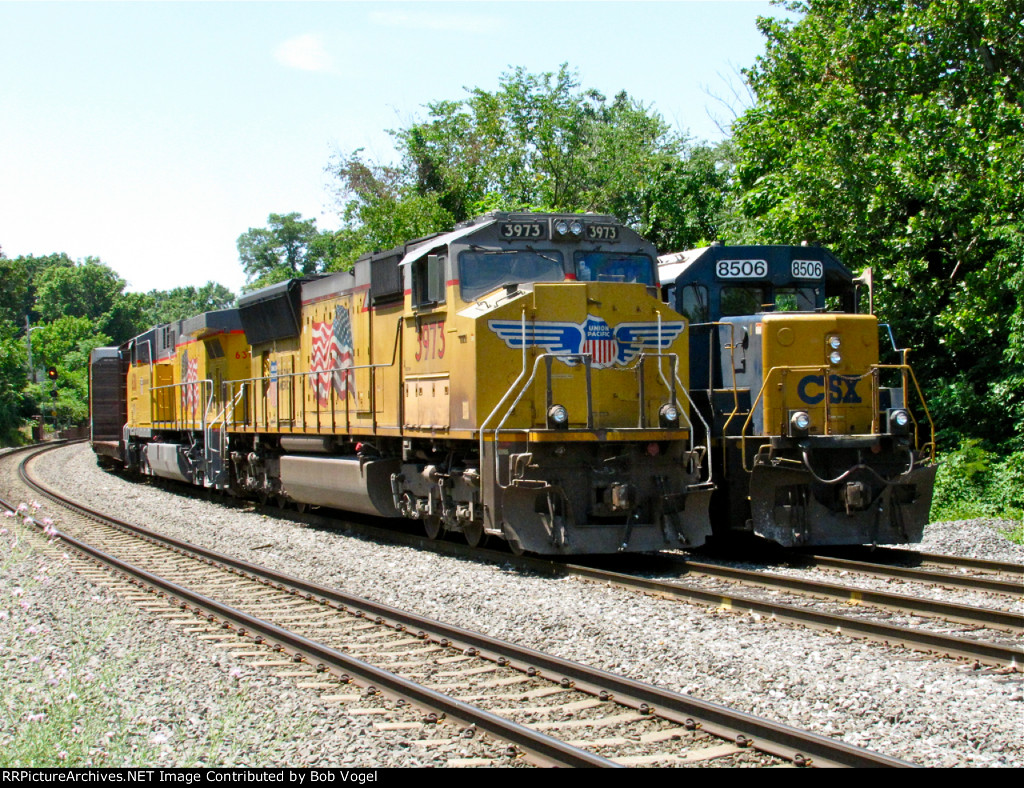 UP 3973 and CSX 8506
